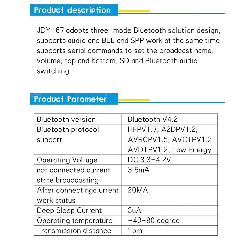 JDY-67 Dual Mode Audio Bluetooth Module Spp Blueto... – Vicedeal