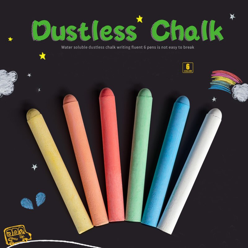 6 Colors White Dustless Chalk Pens for Blackboard ... – Grandado