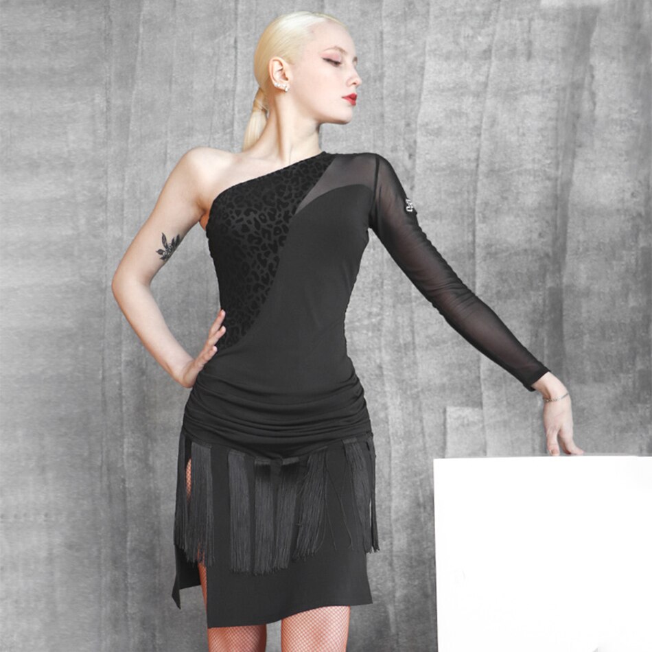 TL681 One Side Sleeve Latin Dance Dress Women Tass... – Vicedeal TL681 One Side Sleeve Latin Dance Dress Women Tass... – Vicedeal