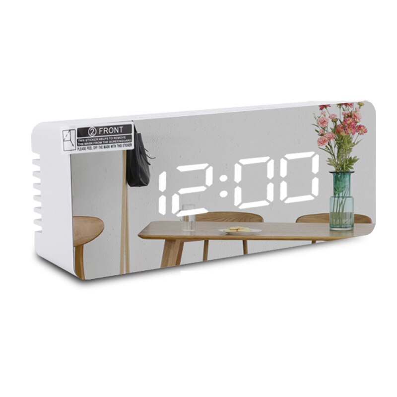 Snooze Mirror Digital Alarm Clock LED Night Lights... – Vicedeal