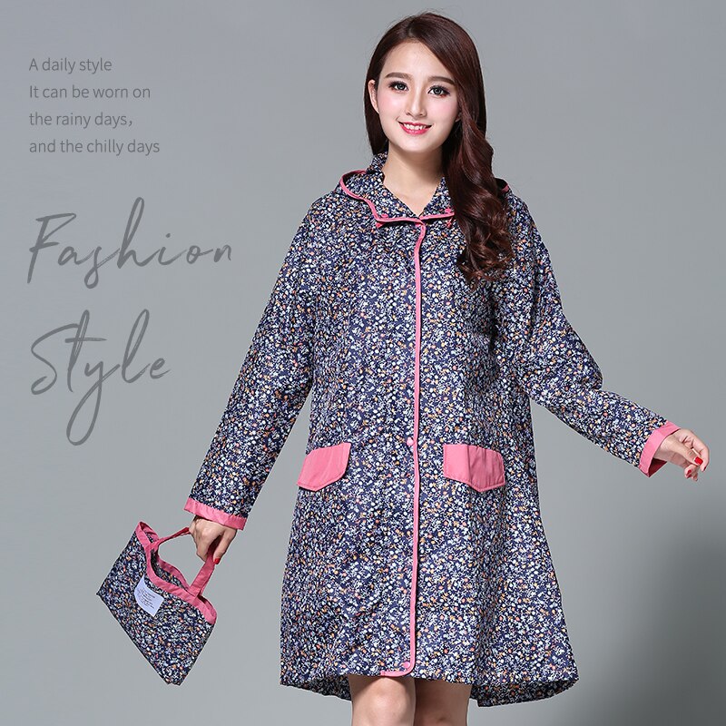 Fresh Small Floral Rain Cove Long Raincoat Women L... – Vicedeal