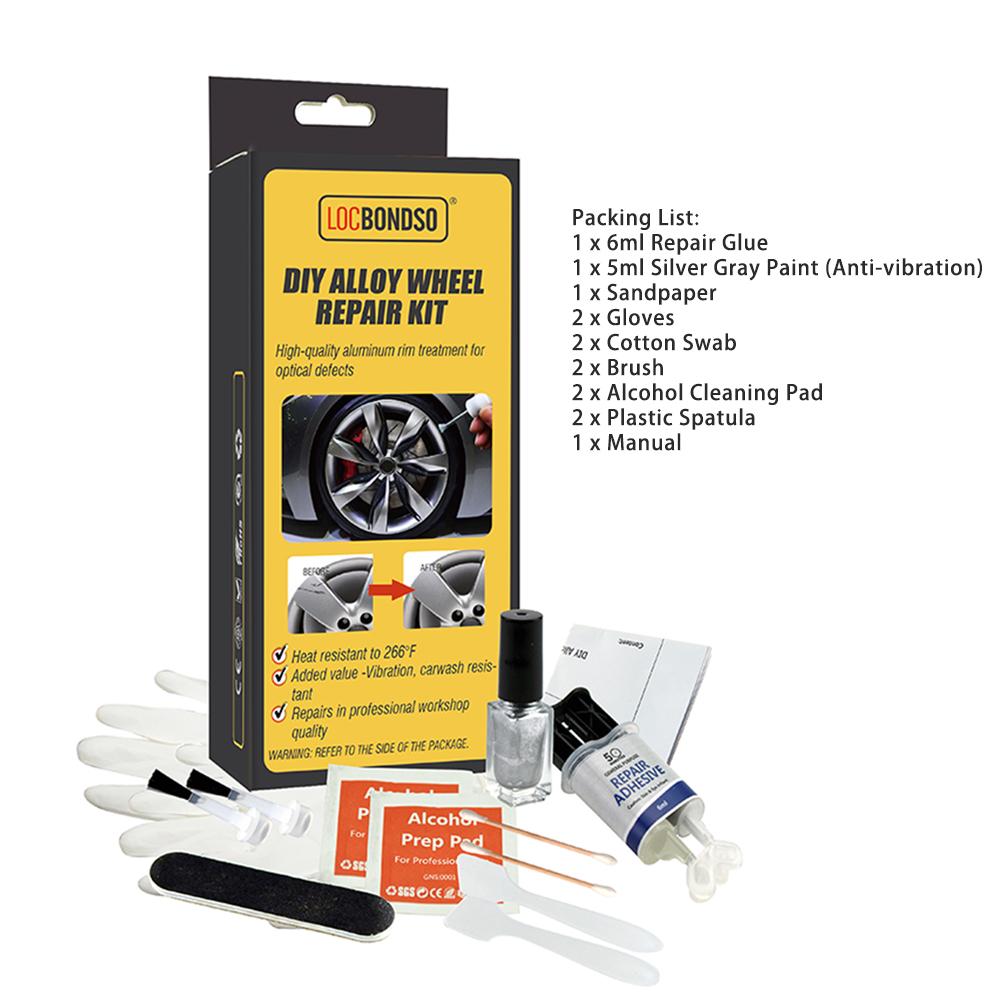 Silver Wheel Damage Adhesive Kit DIY Alloy Wheel Repair Kit - Fix Rims ...