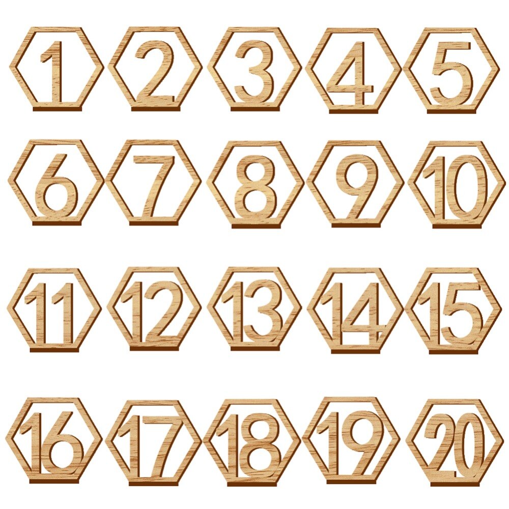 1-20 Numbers Wood Signs Wedding Hexagon Table Numb... – Grandado