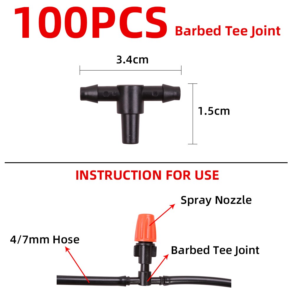 100pc Garden 4/7mm Hose Barbed Tee Joint Drip Irri... – Vicedeal