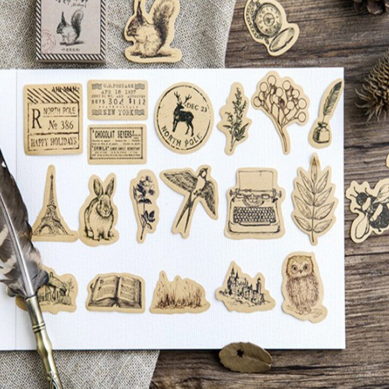 46Pcs Box Vintage Kraft paper rabbit post office a... – Vicedeal