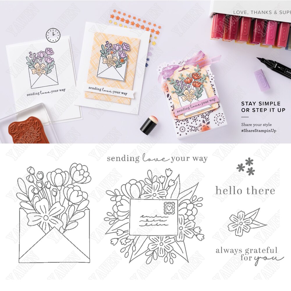 Floral Envelopes Metal Cutting Dies And Clear Stam... – Grandado