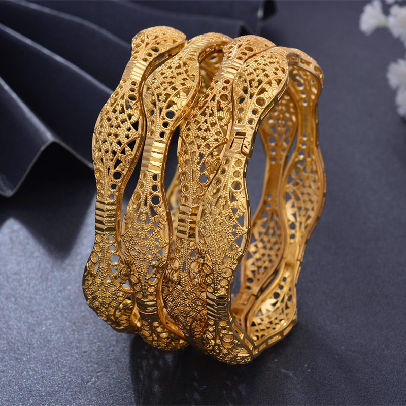 Bangles 4pcs/lot Gold color Bangles for Women Girl... – Grandado