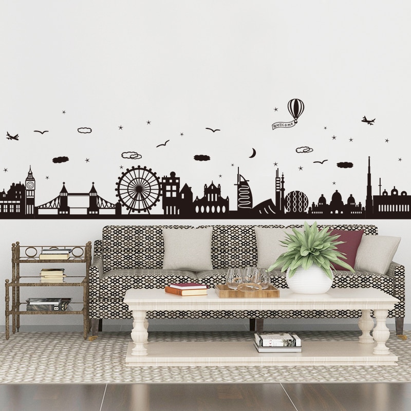 [SHIJUEHEZI] World Map Wall Stickers DIY Black Bui... – Grandado