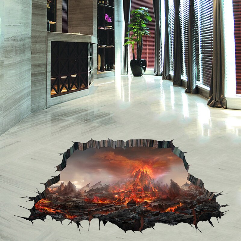 Halloween Wall Decals Volcano and Lava 3D Wall Art... – Grandado