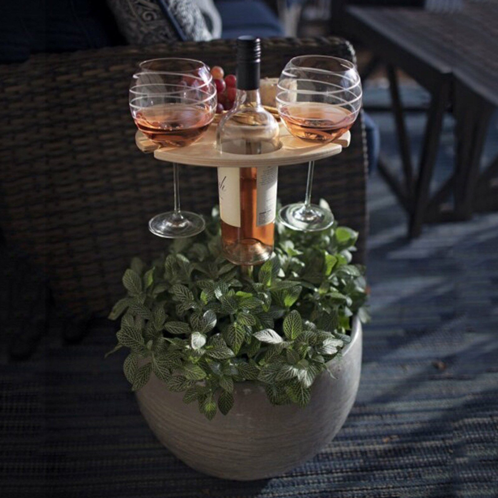 Outdoor Portable Wine Table with Foldable Round De... – Grandado