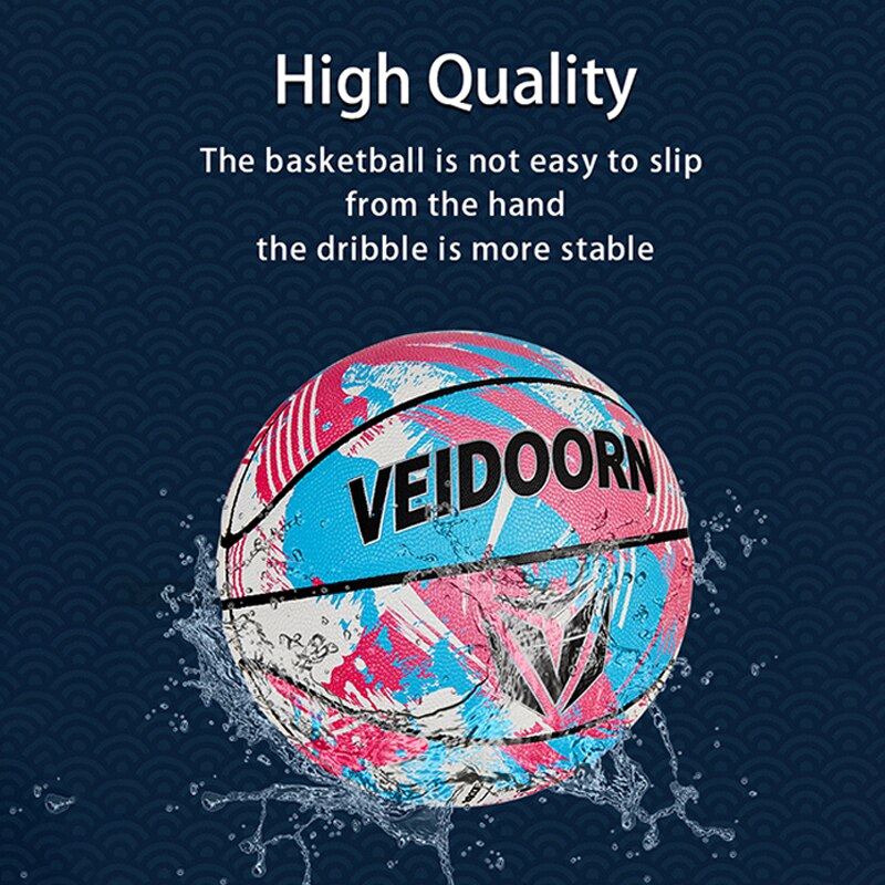 Rainbow Basketball Ball Black Standard Size 7 PU L... – Grandado