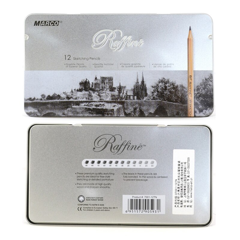 12pcs Marco Raffine Crude Wood Drawing Pencil Set ... – Grandado