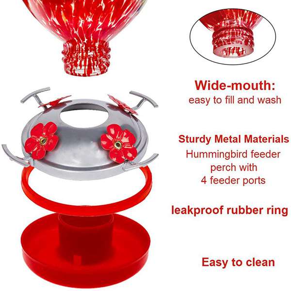Bird Feeder, Hand Blown Glass Bird Nectar Capacity... – Grandado