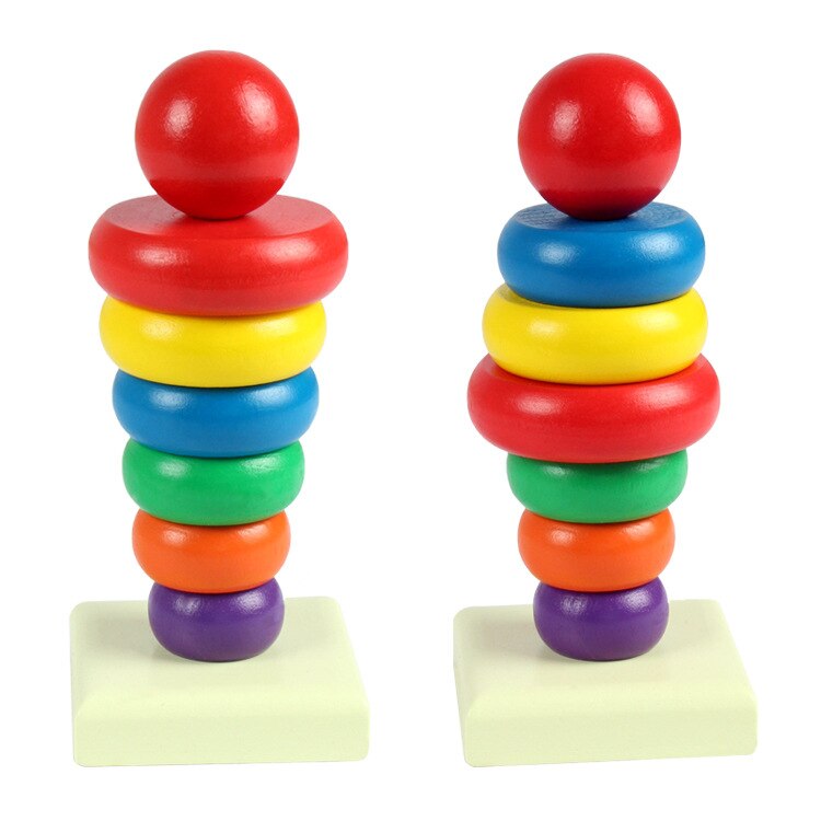 Baby Toys Rainbow Tower Rainbow Jenga Ring Stackin... – Grandado