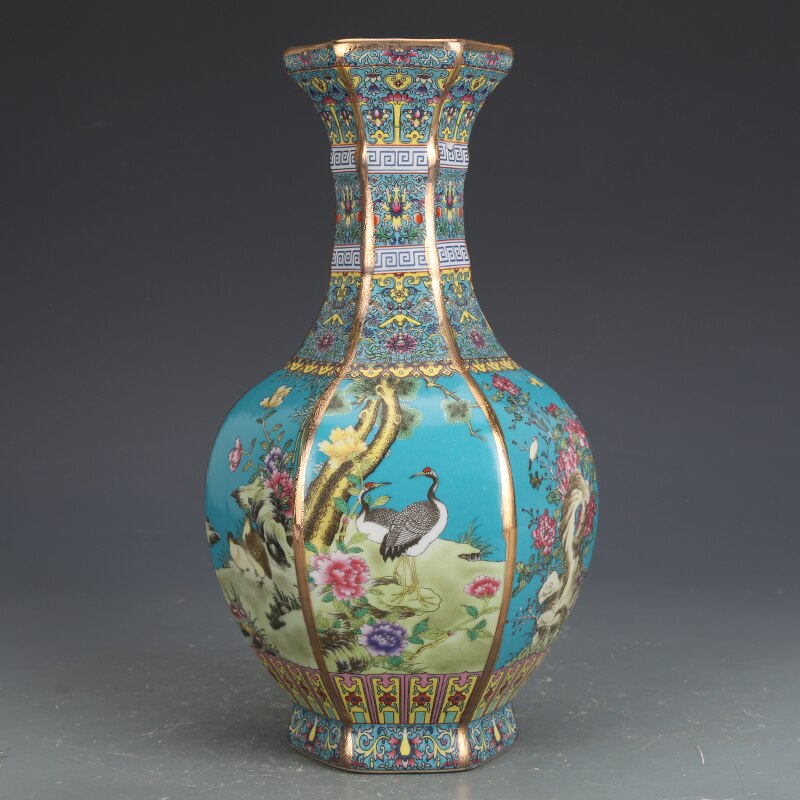 Enamel porcelain vase Jingdezhen ceramic Hexagonal... – Grandado