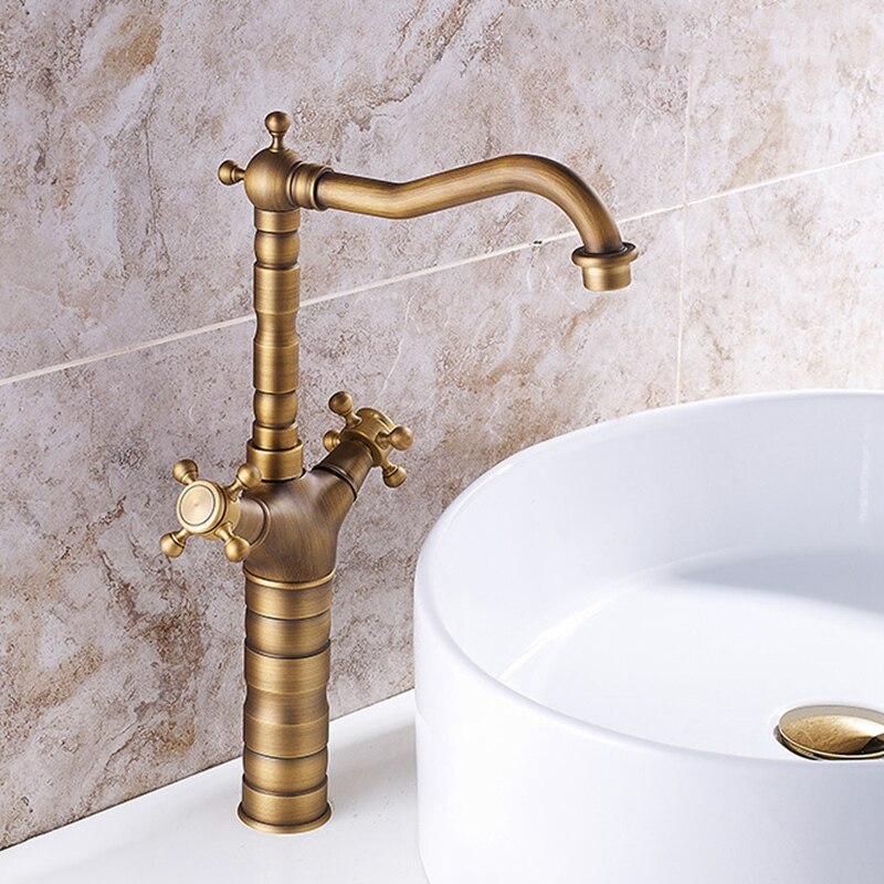 Antique Faucet Bronze Bronze Double Handle Rotatin... – Grandado