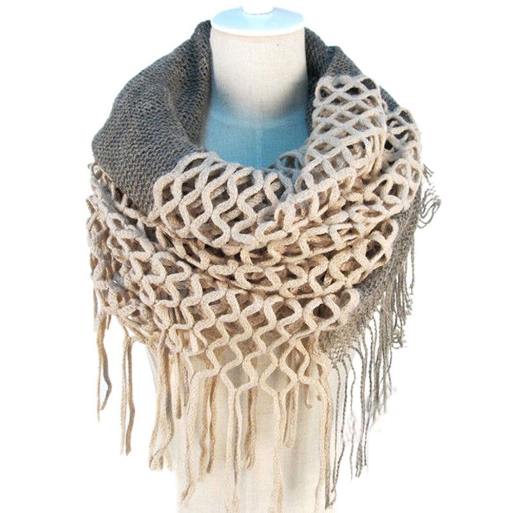 Women Winter Warm Knit Loop Scarf Tassels Soft Sha... – Grandado