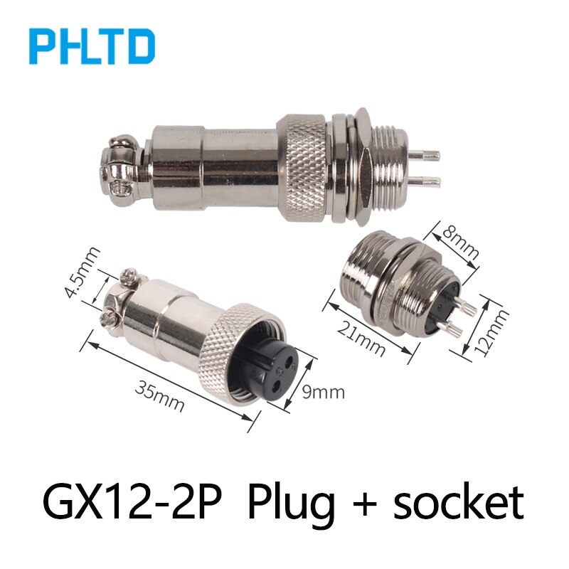 GX12 Power Connector Man Vrouw Panel 12 Mm 2/3/4/5... – Vicedeal