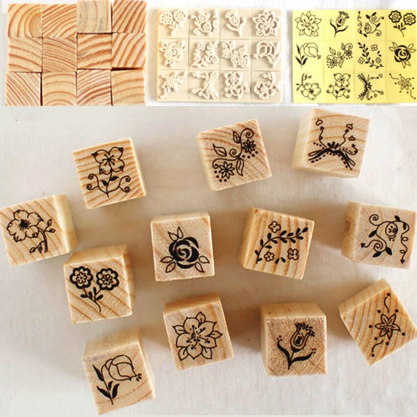 12Pcs Flowers Floral Wood Stamps for Scrapbooking ... – Vicedeal