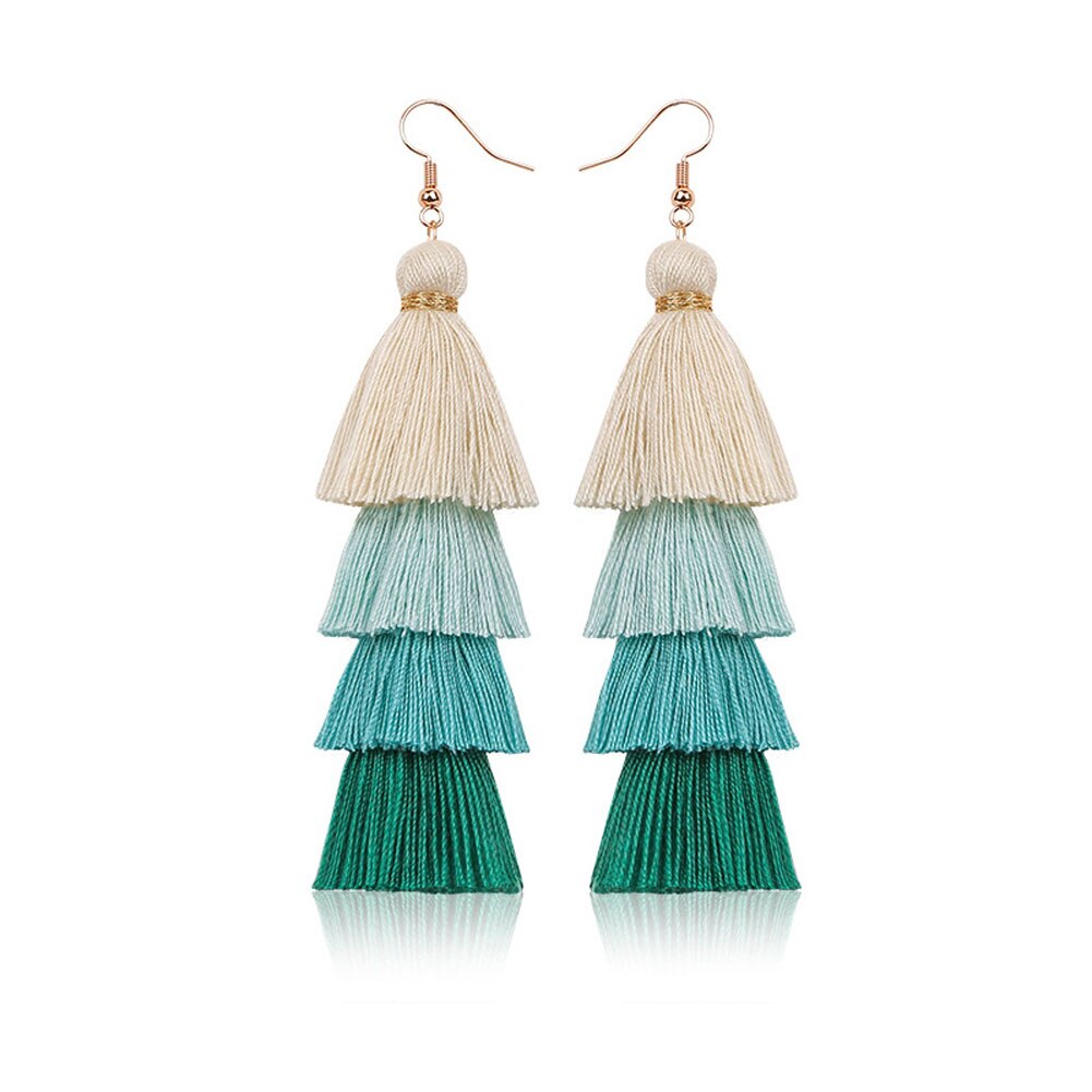 Bohemian Fringe Long Gradient Multilayer Earrings ... – Grandado