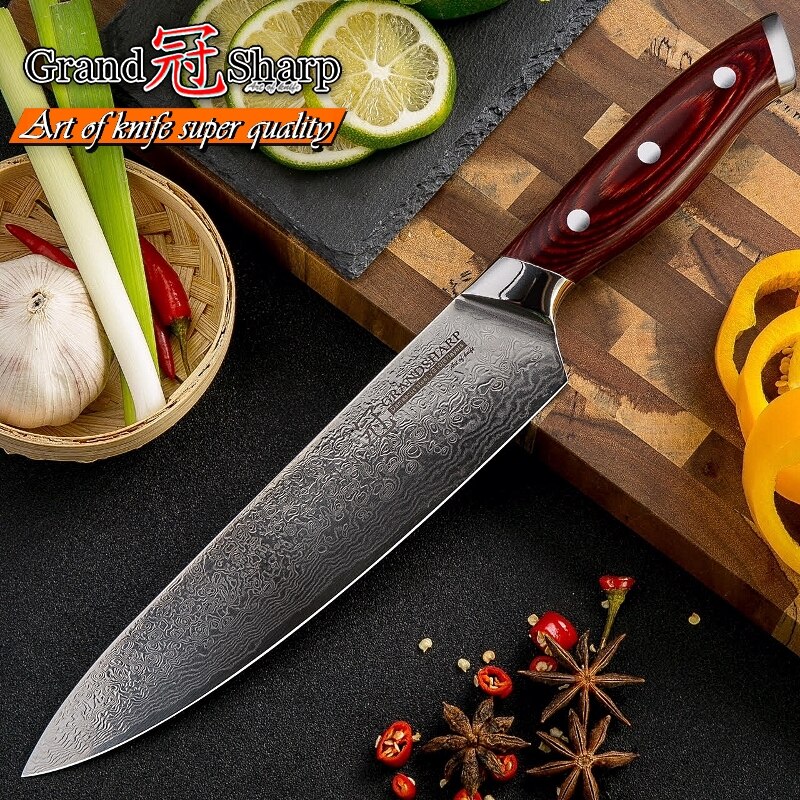 Damascus Kitchen Knife vg10 Japanese Damascus Chef... – Vicedeal