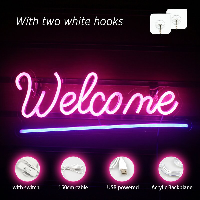 ineonlife Neon Led Neon Sign Welcome Wall Hanging ... – Grandado