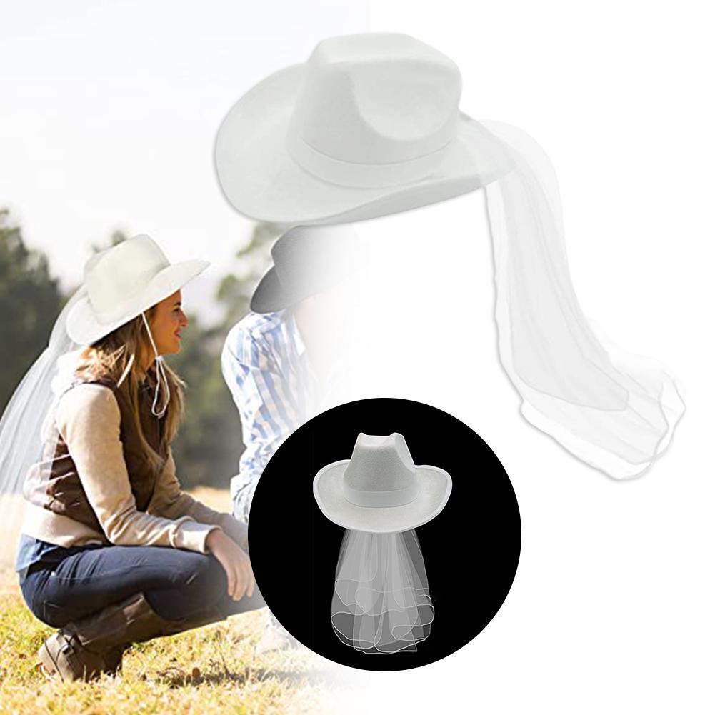 Cowgirl Hat with Veil Western Bride Cowgirl Hat Su... – Vicedeal