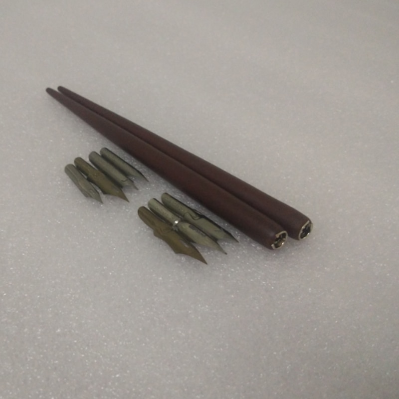 Antieke Houten Gothic Dip Pen Set met 2 pennen 7 P... – Grandado