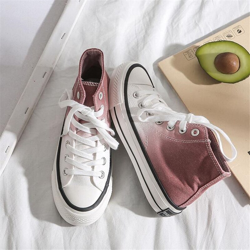 personality gradient canvas shoes women street sho... – Grandado