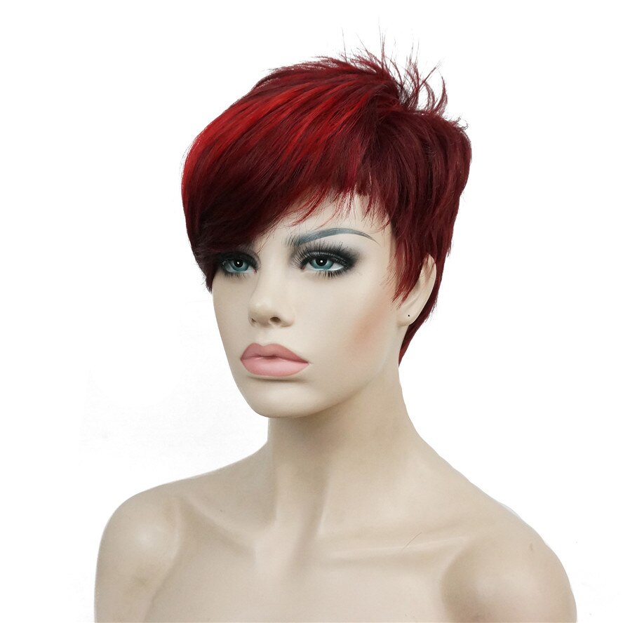 StrongBeauty vrouwen Rode Korte pruik Pixie Cut Sy... – Vicedeal