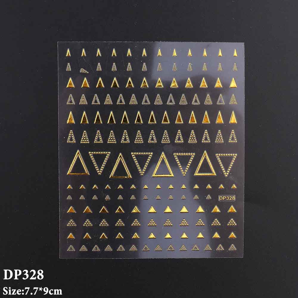 3D Geometric Nail Stickers Gold Triangle Letters B... – Grandado