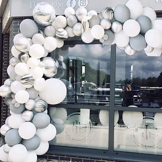 104Pcs Gray Balloons Garland White Grey Metallic S... – Vicedeal