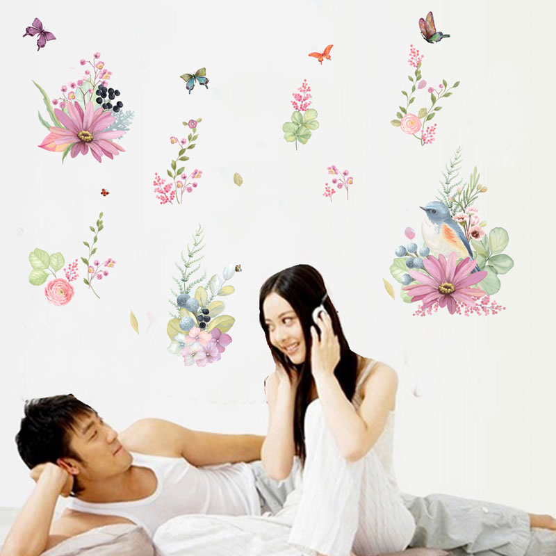 flowers background wall stickers Removable Self-ad... – Grandado