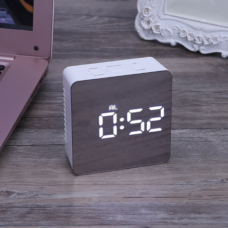 Digitale Led Spiegel Klok 12H/24H Alarm Desktop Th... – Grandado
