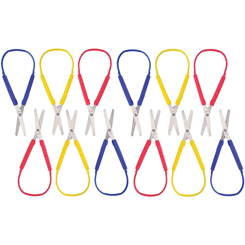 12 Pack 8 Inch Colorful Loop Scissors, Easy-Open S... – Grandado