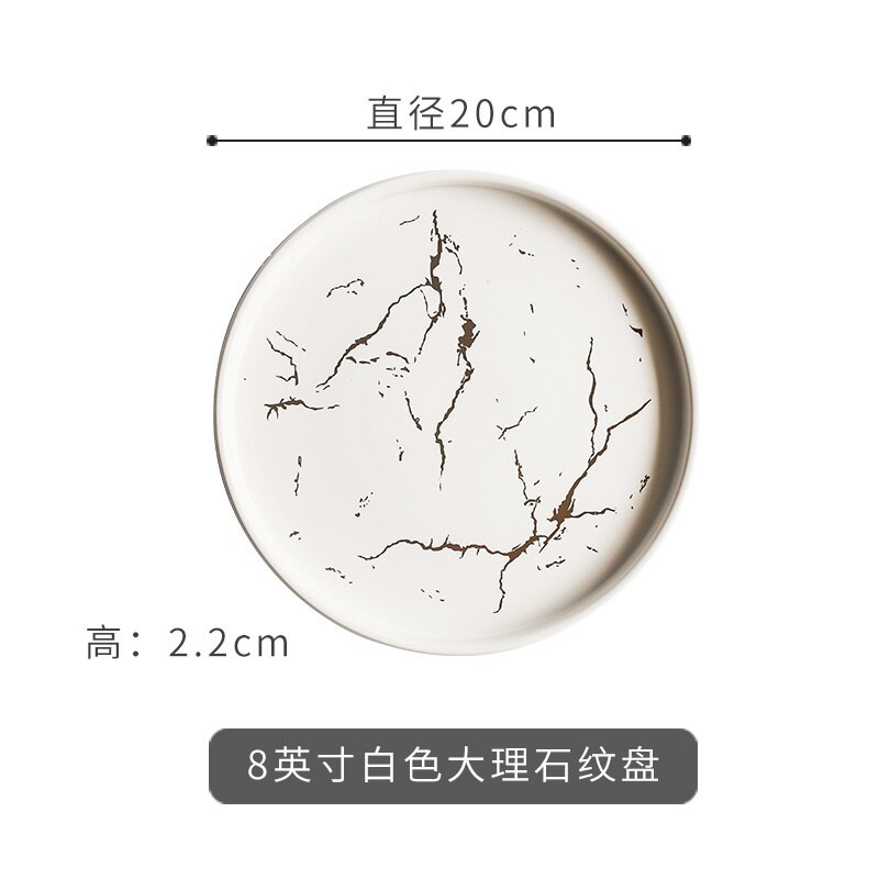 20cm marmor ceramica biff tallerken måke svart hvi... – Grandado