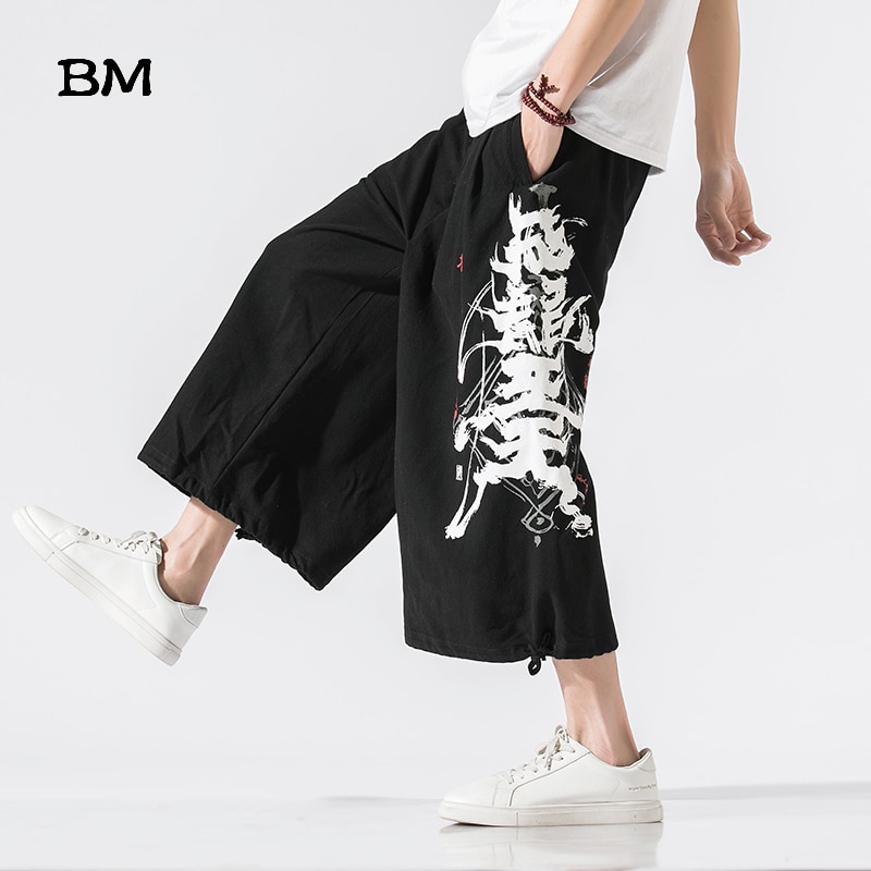 Chinese Style Printed Cotton Linen Wide Leg Pants ... – Grandado