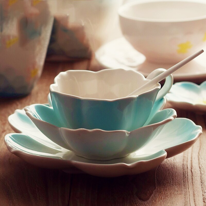 Cherry Blossom Coffee Cup Saucer Set Ceramic Teacu... – Vicedeal