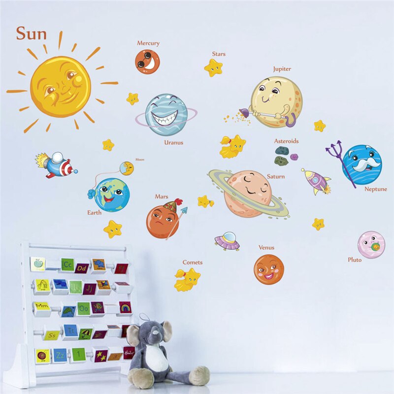 lovely solar system wall stickers for kids rooms h... – Vicedeal