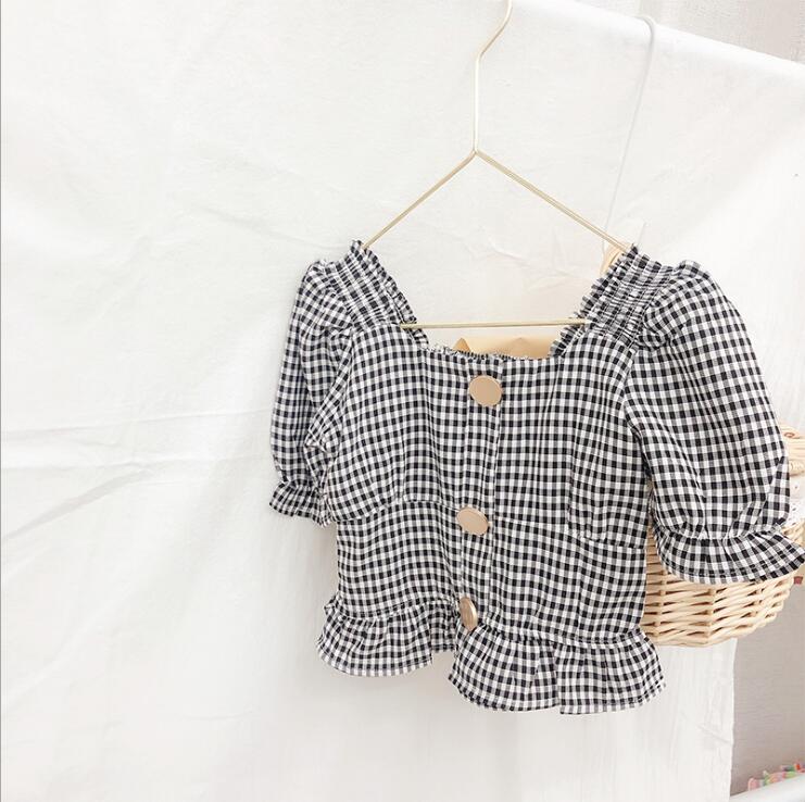 Girls Plaid Shirt Summer Cotton Girls Blouse 1-6 y... – Grandado