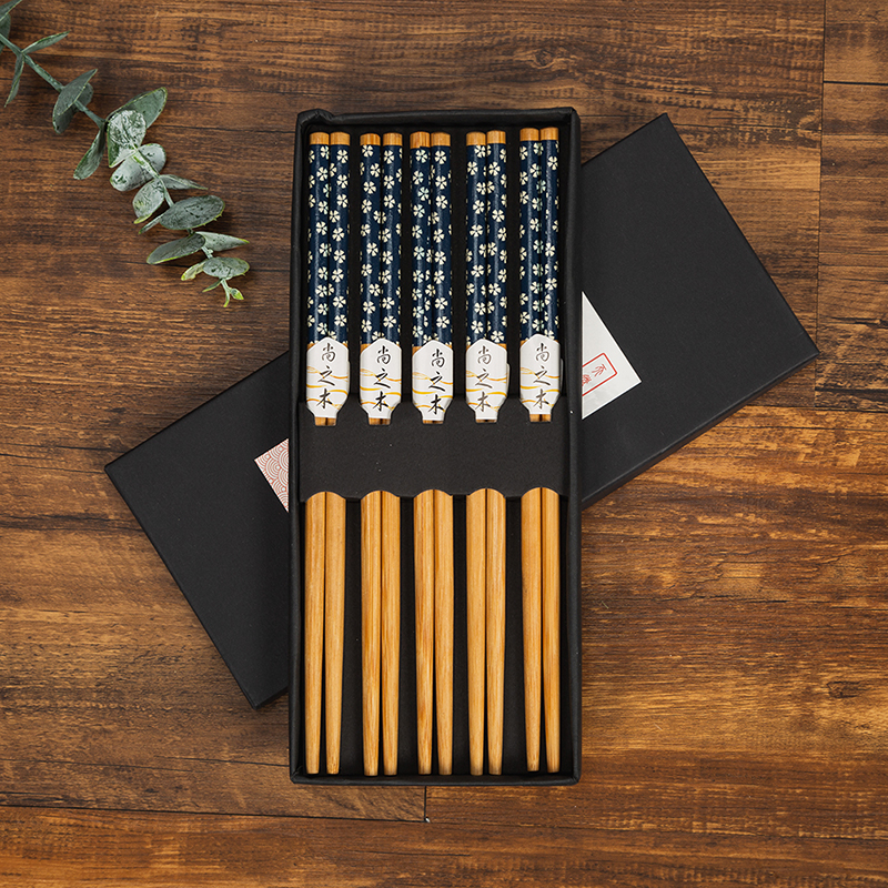 5 Pair Chopsticks Natural Bamboo Chinese Chopstick... – Grandado