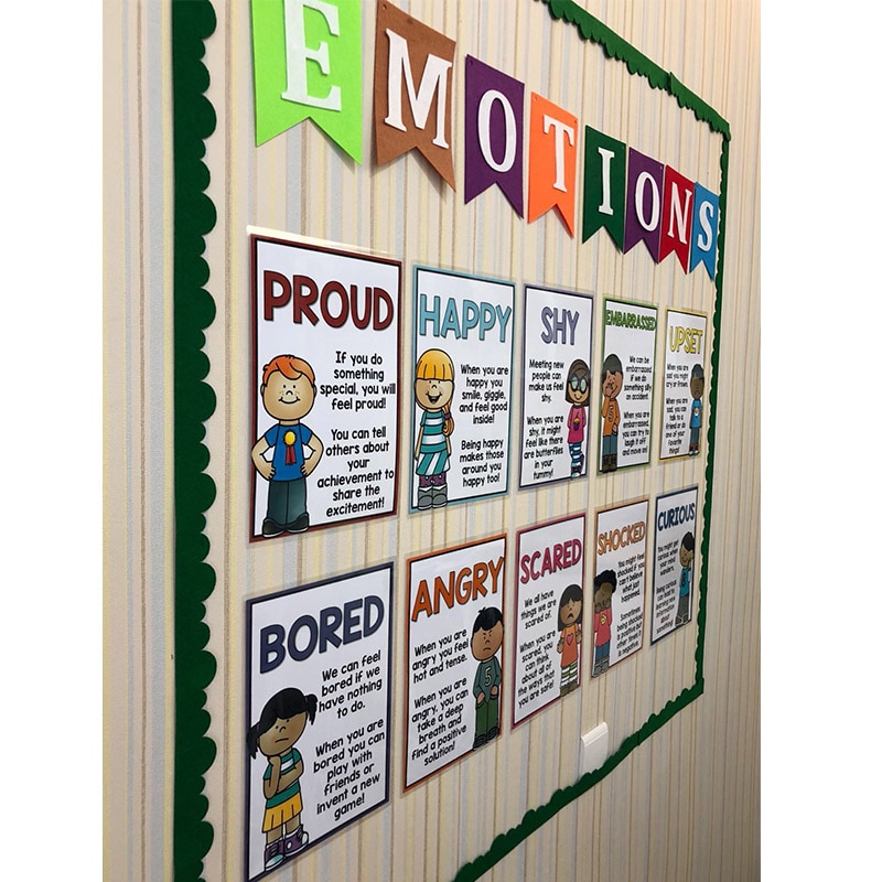 10Pcs/Set Emotions English Teaching Aids A4 Cards ... – Grandado