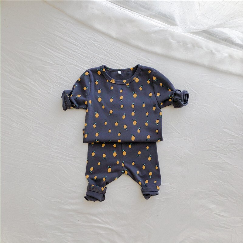 Cute Lemon Print Baby Girl Clothes Set Kids Long S... – Vicedeal