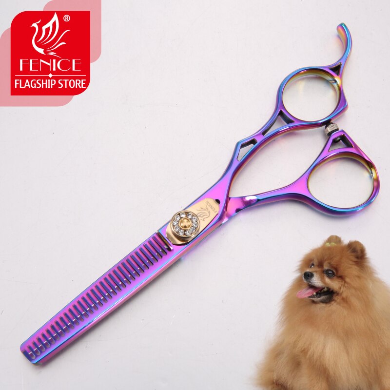 Fenice Japanese 6.0 inch Stainless Steel Pet Thinning Scissors for Dog ...