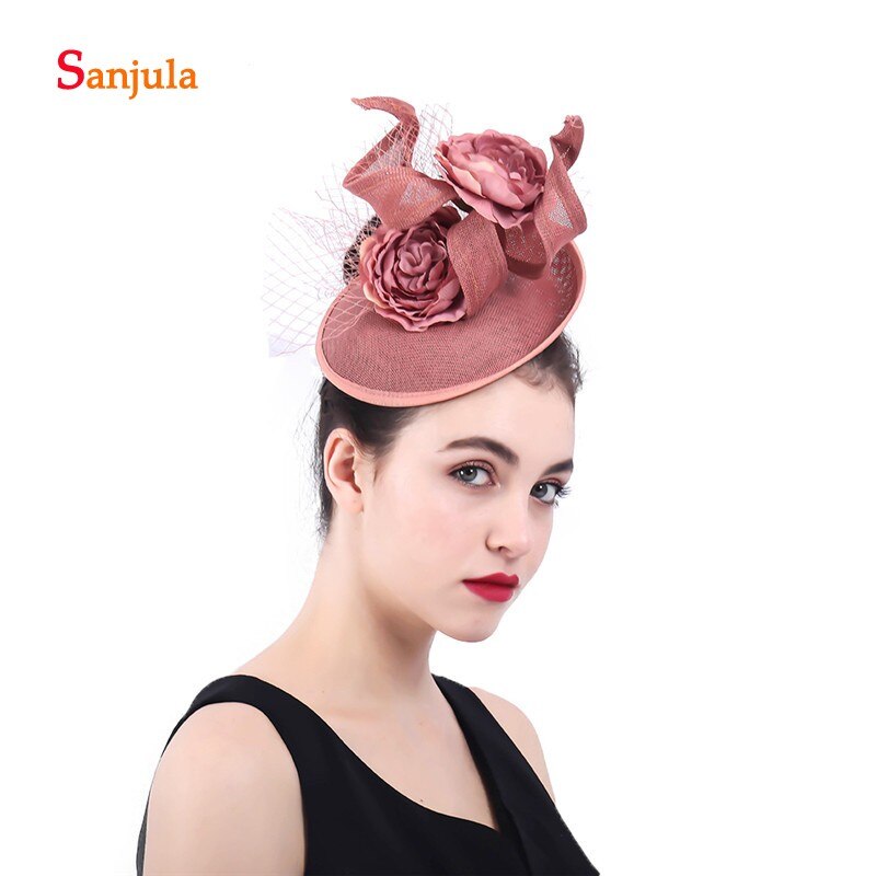 Handmade Flowers Bridal Hats with Tulle Linen Hats... – Grandado