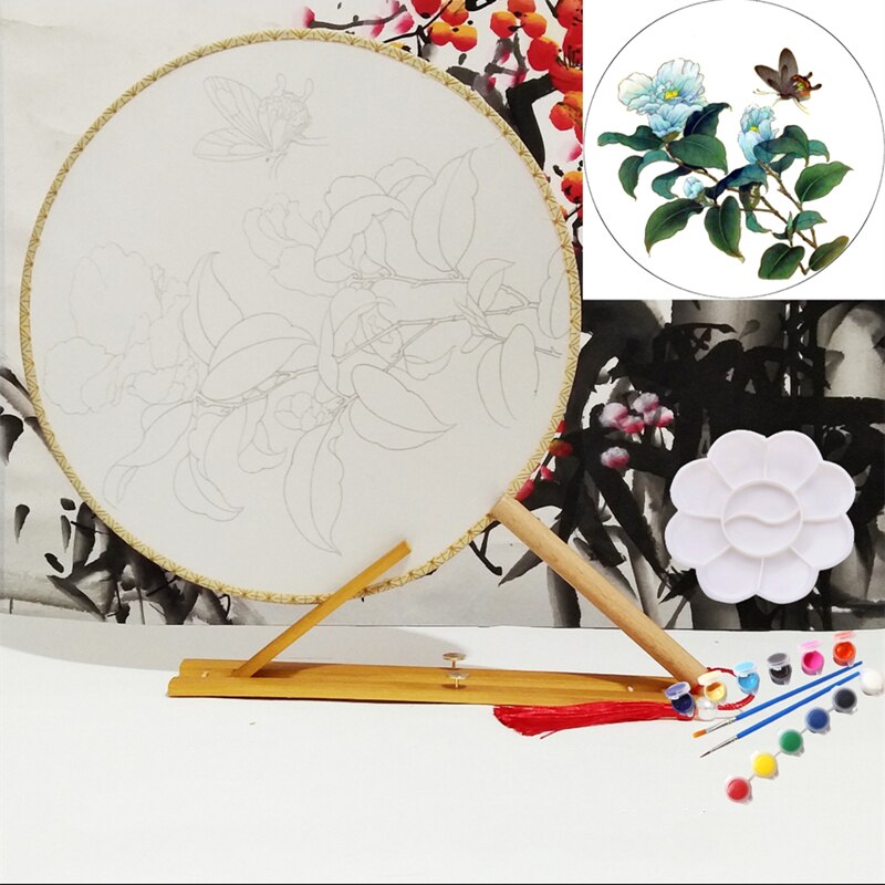 Chinese Court DIY hand-painted Coloring group fan ... – Grandado