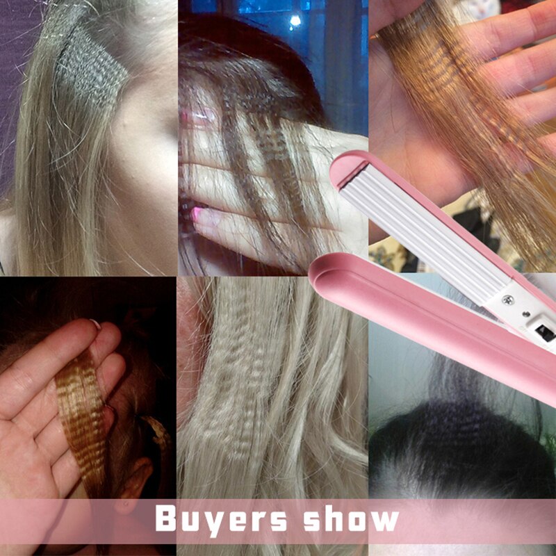 Pink Mini Crimp Iron Corrugation Ceramic Tourmalin... – Grandado