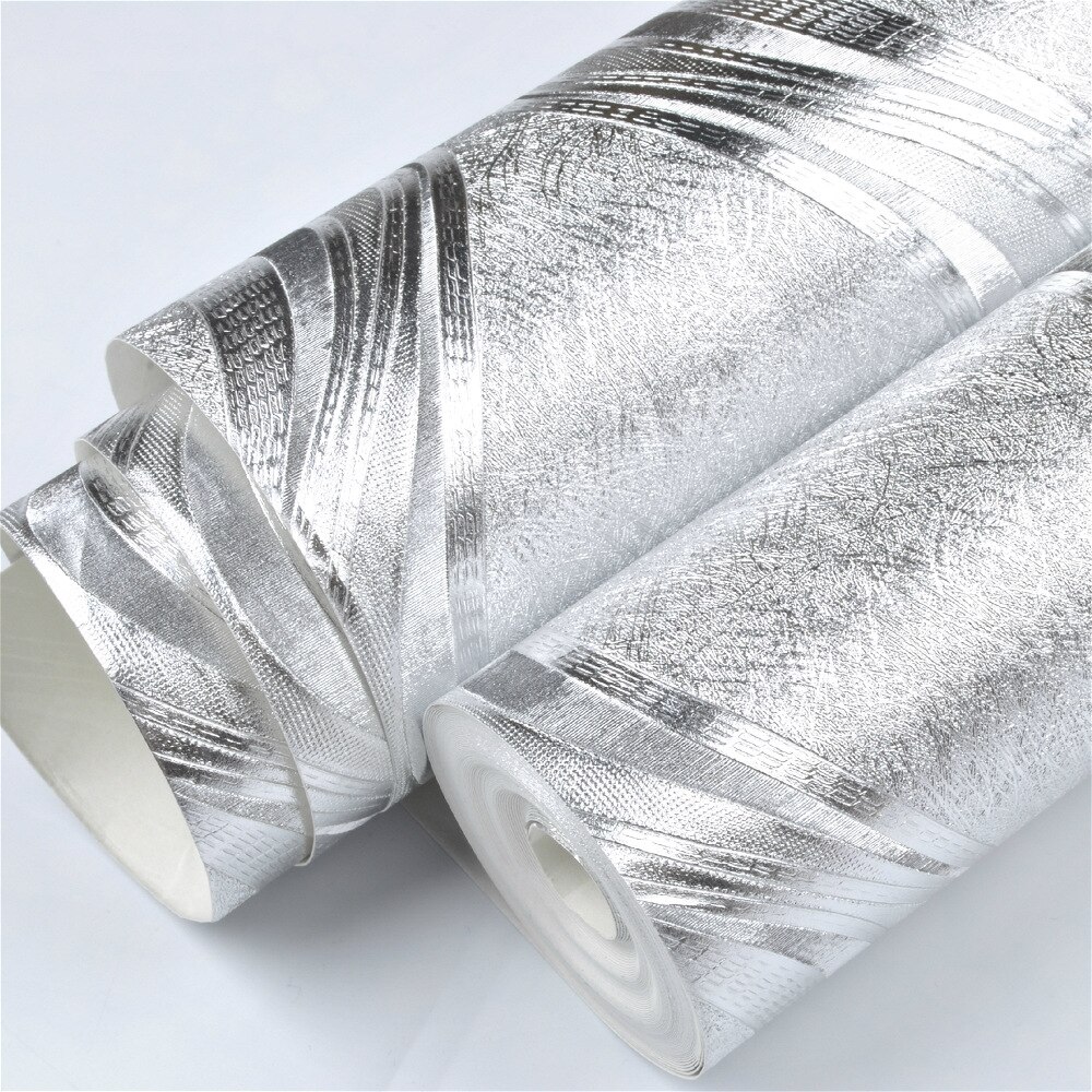 Gestreepte Bladgoud Behang Goud Zilver Metalen Geo... – Vicedeal