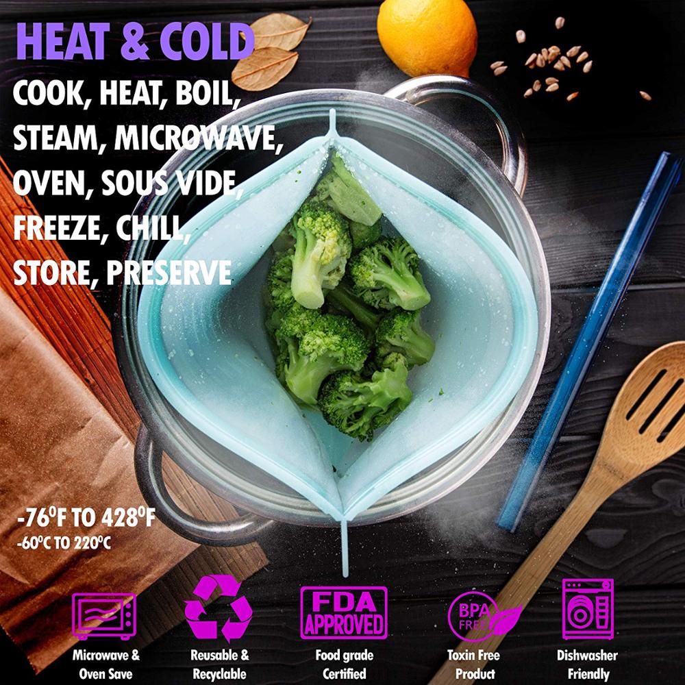 1pc Kitchen Fresh Zip lock Bag Reusable Silicone F... – Grandado