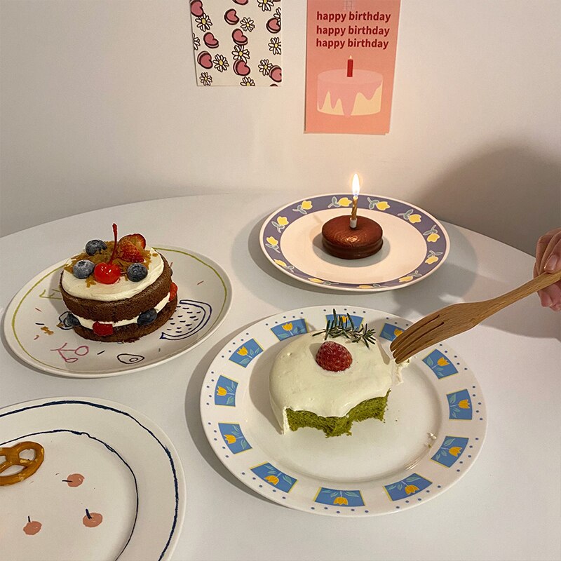 8 inch Lovely Ceramic Plates Dessert Plate Breakfa... – Vicedeal